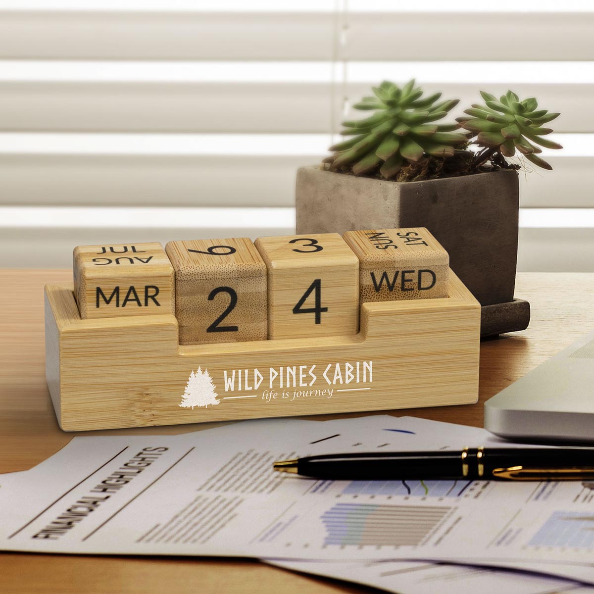 Promotional Bamboo Cube Calendars | Promotion Products