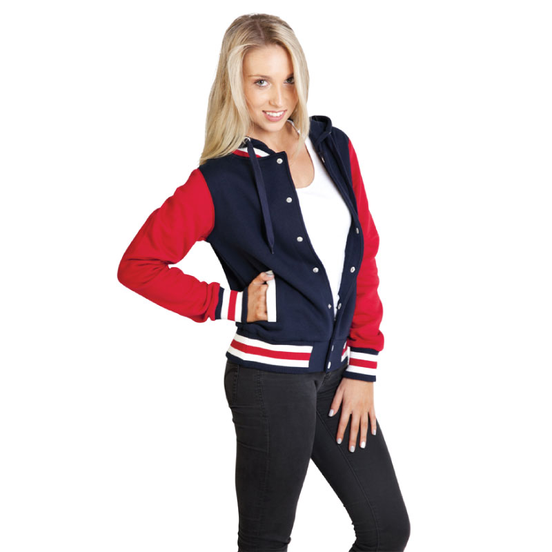 Promotional Ladies Hooded Varsity Jackets | Promotion Products